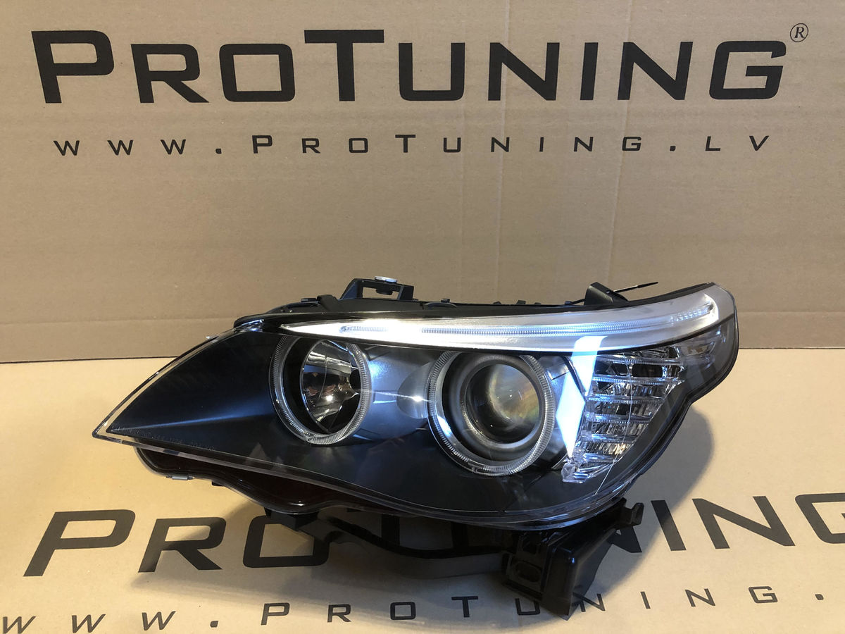 OE LCI Look Black headlight For BMW E60 E61 03 10 LEFT side Facelift look in Headlights genuine parts by ProTuning Design